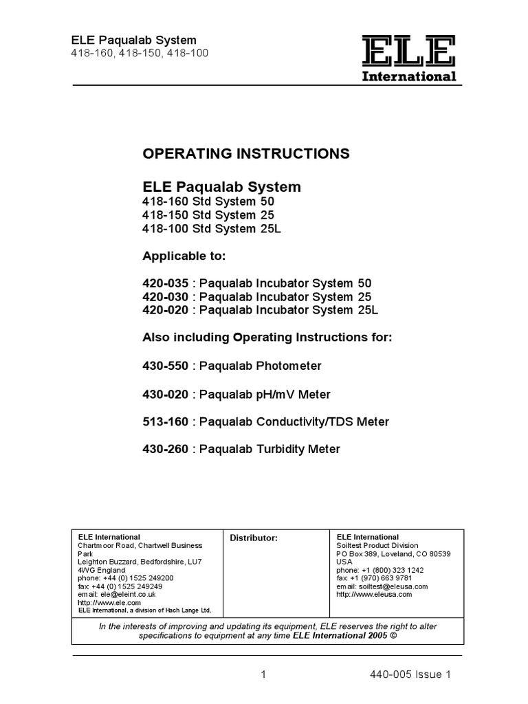 ELE Paqualab System Operating Guide | PDF | Sterilization (Microbiology ...