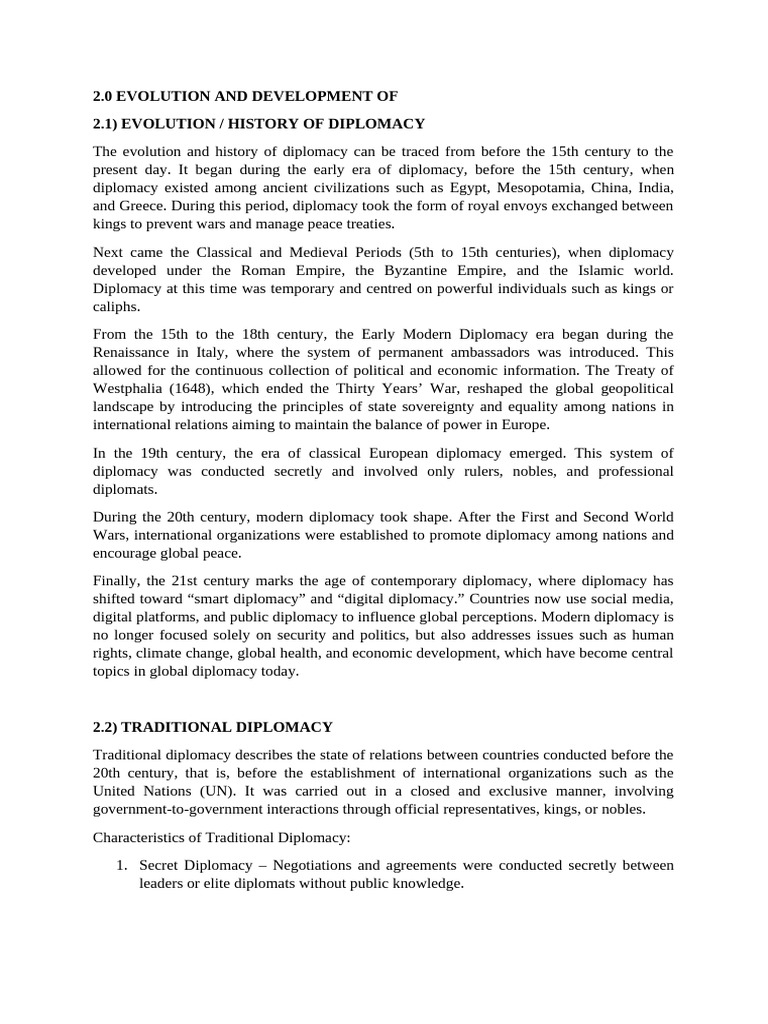 Evolution and Development of Diplomacy | PDF | Diplomacy | Diplomat