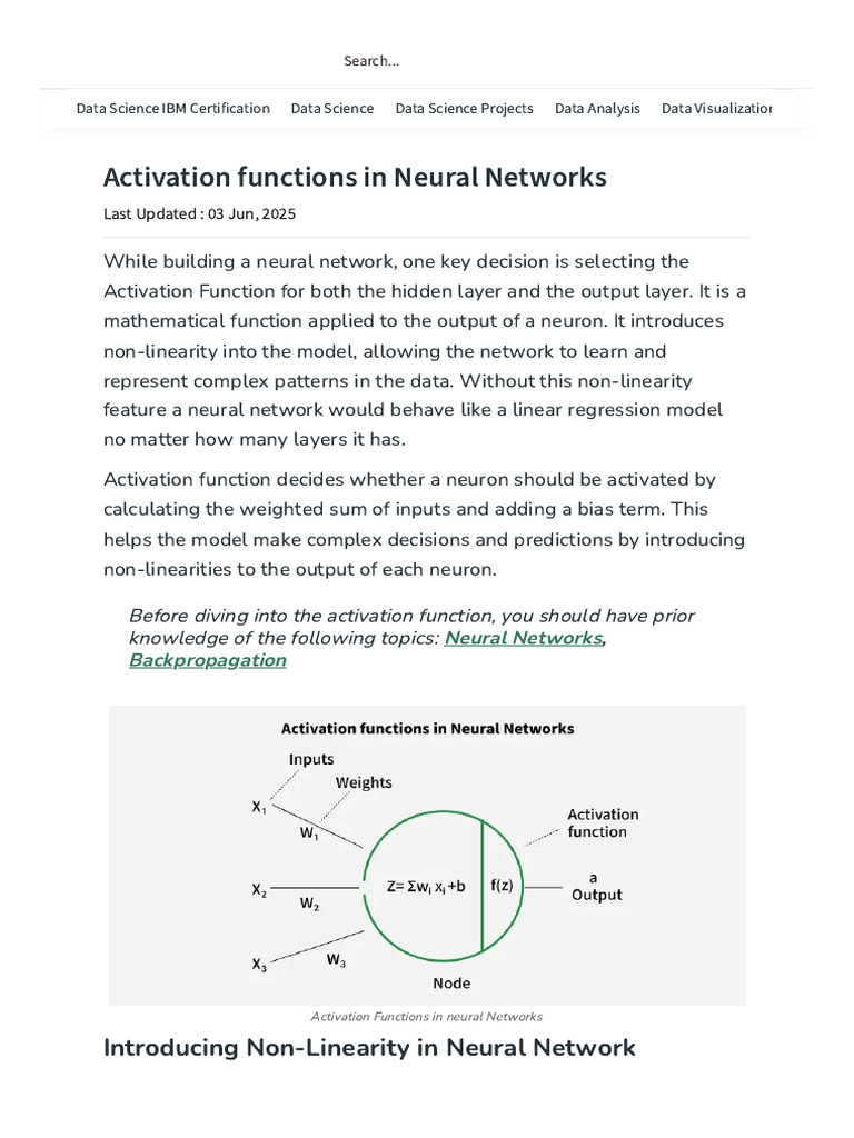 Activation Functions in Neural Networks | PDF | Function (Mathematics ...