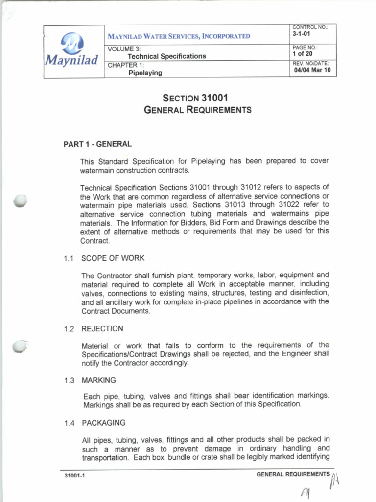 Section 31001_general Requirements | PDF