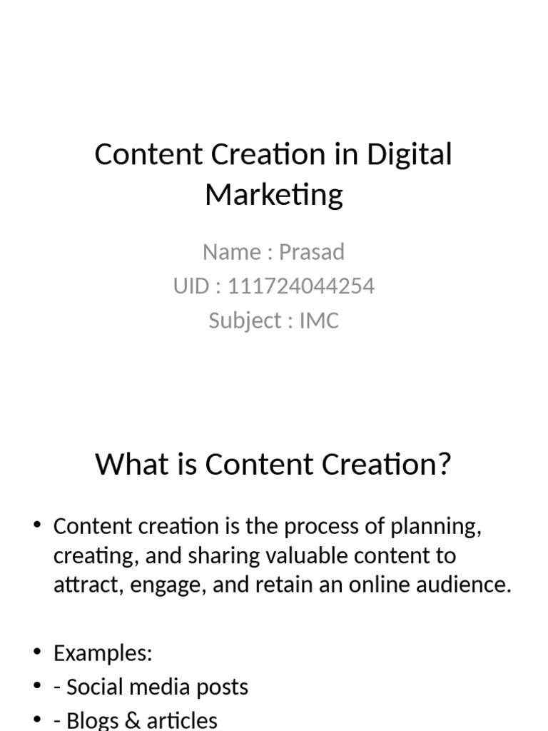 Content Creation in Digital Marketing IMC | PDF