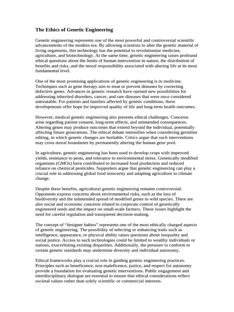 Ethical Implications of Genetic Engineering | PDF | Genetic Engineering ...