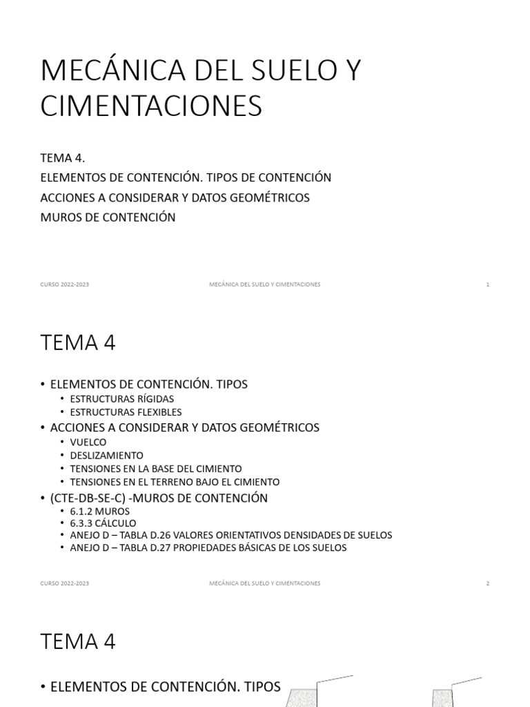 Tema 4 | PDF | Fundación (Ingeniería) | Elementos arquitectónicos