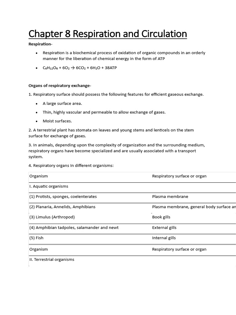 Chapter 8 Respiration and Circulation | PDF | Atrium (Heart ...