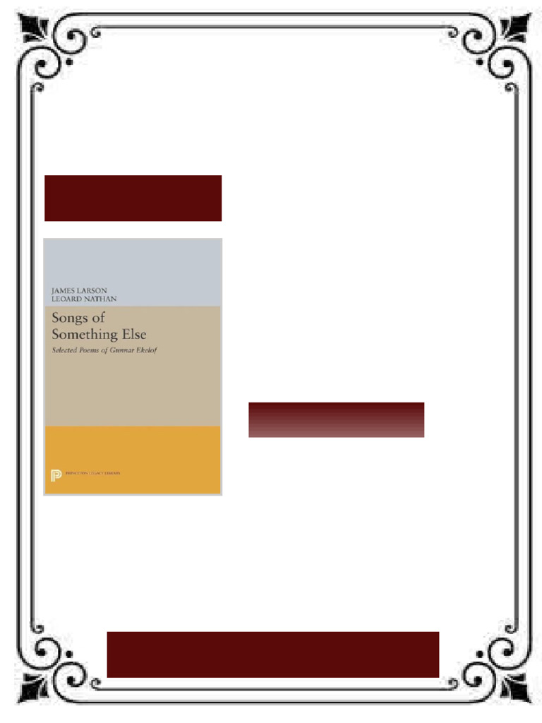 Songs of Something Else Selected Poems of Gunnar Ekelof James Larson ...