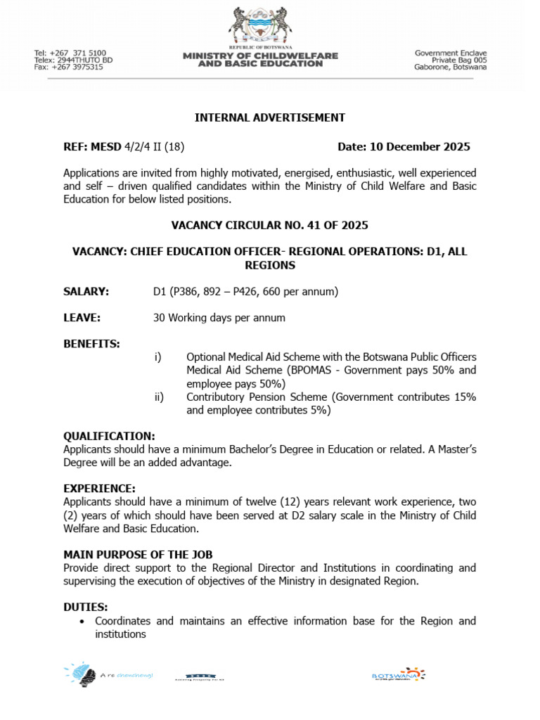 Internal Adverts-December 2025 | PDF | Employment | Teachers