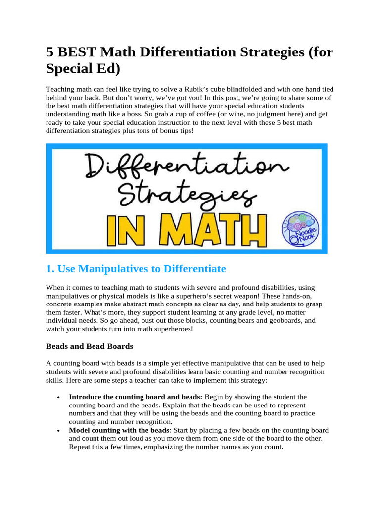 5 BEST Math Differentiation Strategies | PDF | Mathematics | Learning