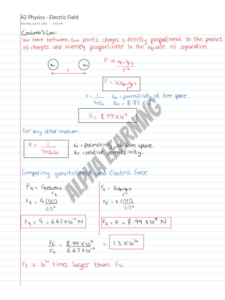 A2 Physics - Electric Field_watermark | PDF