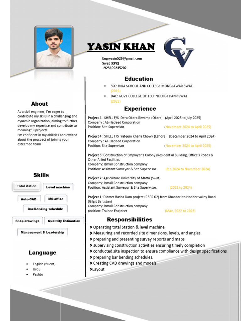 Yaseen Khan Cv | PDF | Engineering