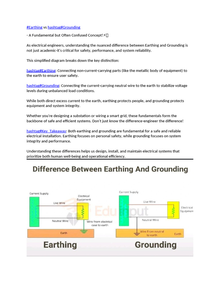Earthing vs Grounding: Key Differences Explained | PDF