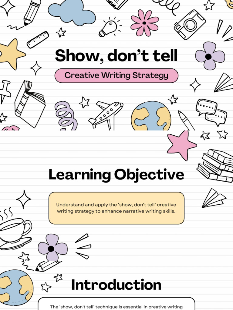 Show, Don’t Tell Creative Writing Presentation in Cute Pastel Doodle ...