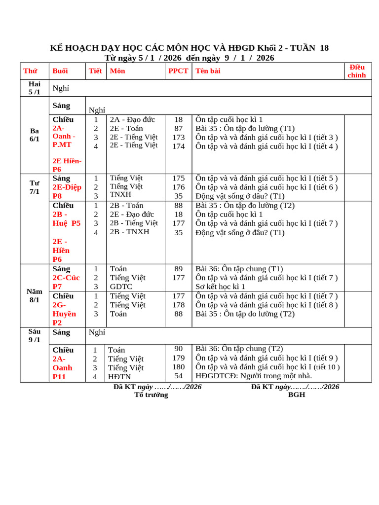 KHDH Kê T18 L2 - Hna 2025.2026 | PDF