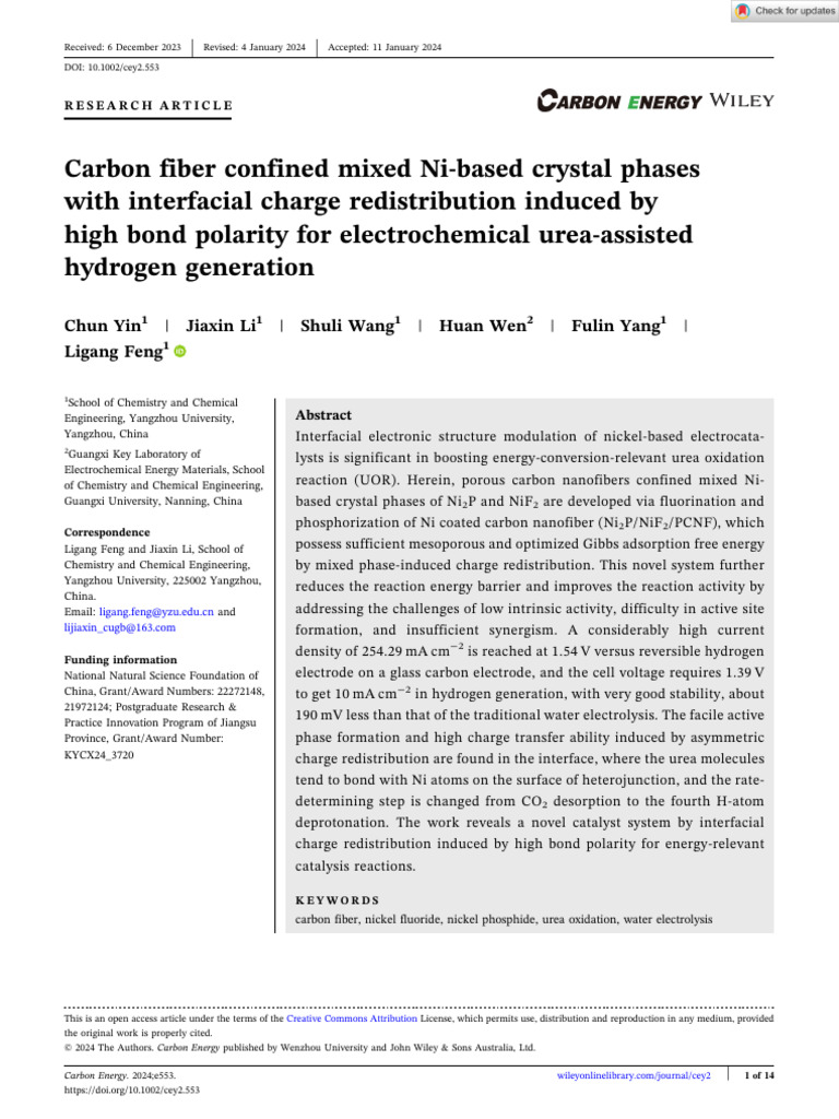 Ni2P/NiF2 Catalyst for Urea Oxidation | PDF | Catalysis | Chemical ...