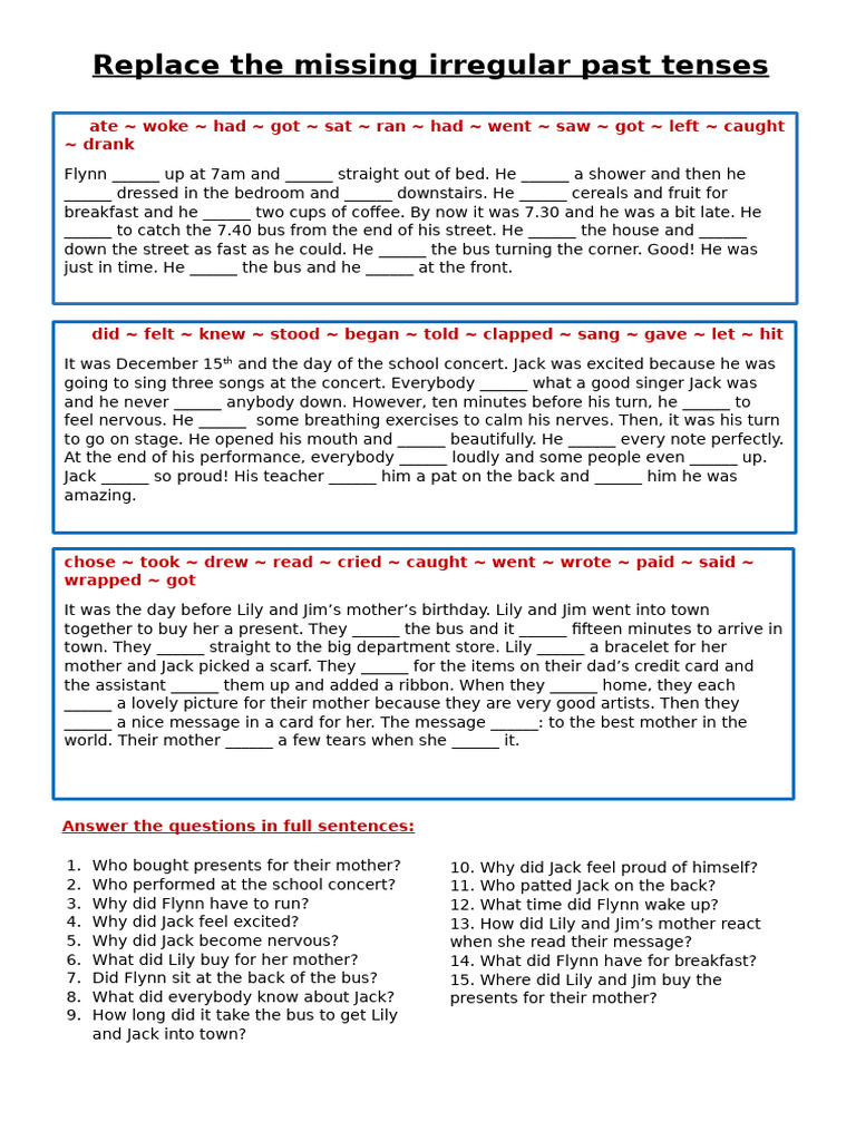 Irregular Past Tenses 153645 | PDF
