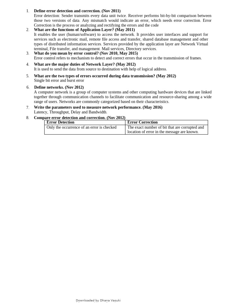 Error Detection and Network Protocols Overview | PDF | Internet ...