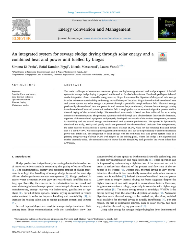 An Integrated System for Sewage Sludge Drying Through Solar Energy and ...