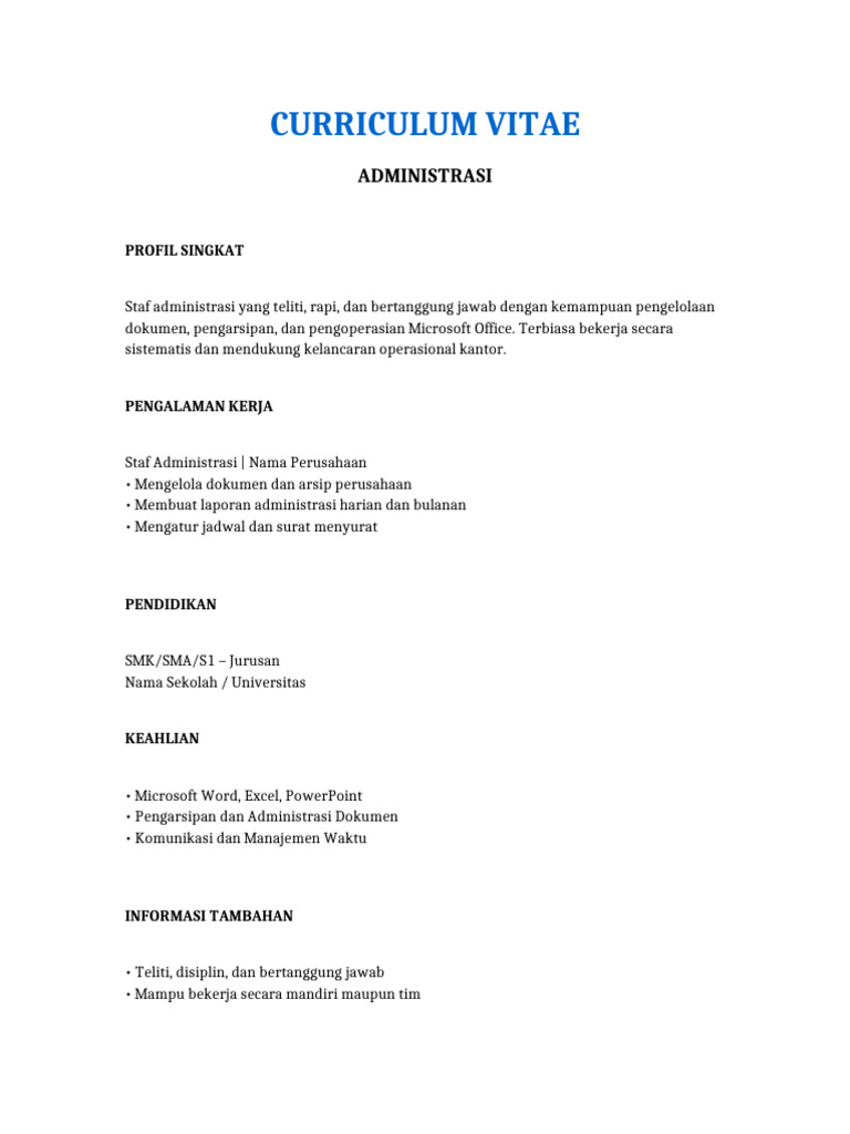 Staf Administrasi Terampil dan Teliti | PDF