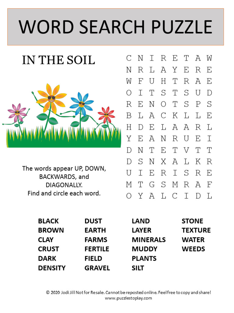 Soil-Themed Word Search Puzzle | PDF