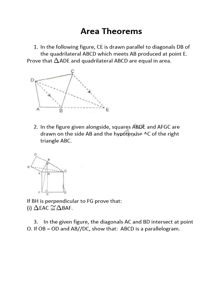 Area Theorems Paper 1 | PDF