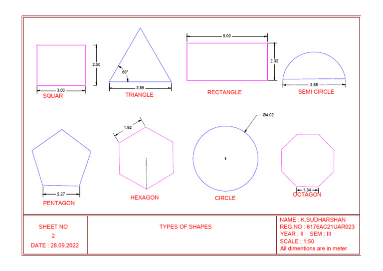 Shape Dimensions and Types Chart | PDF