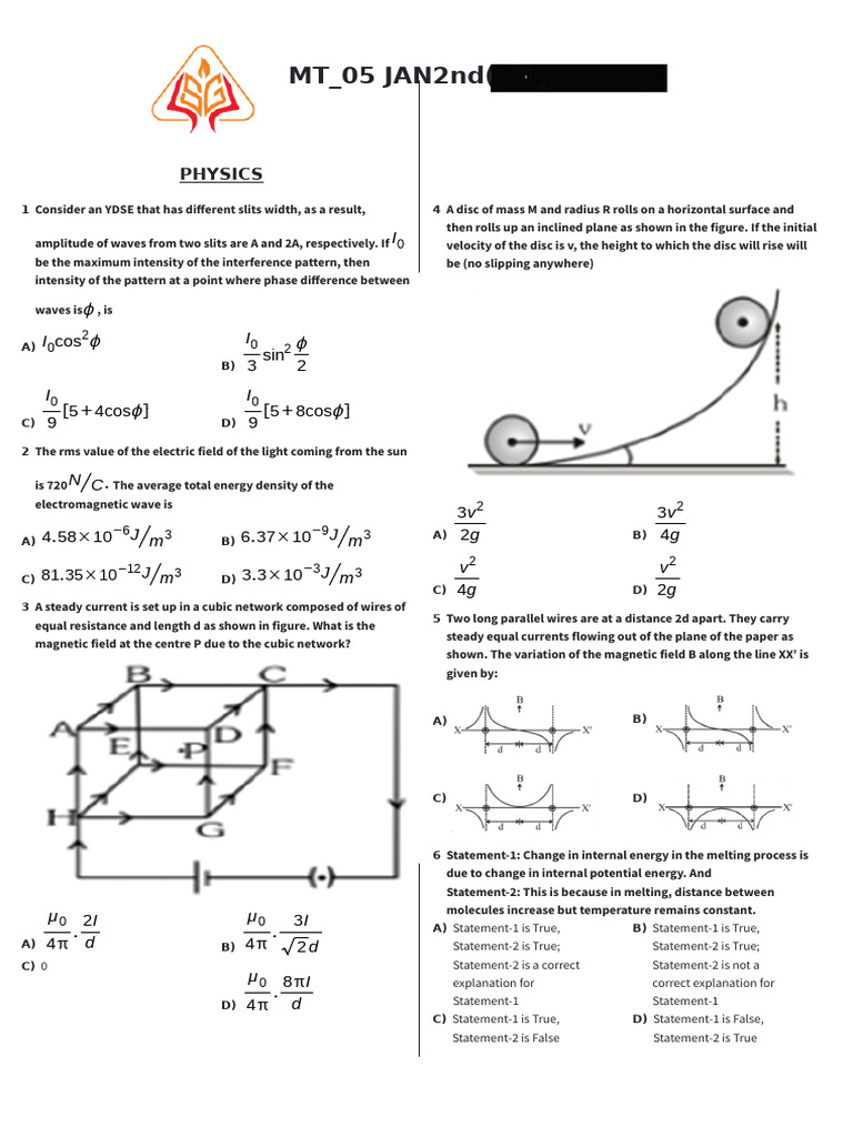 Physics Problems on Wave Interference and Energy | PDF | Diffraction ...