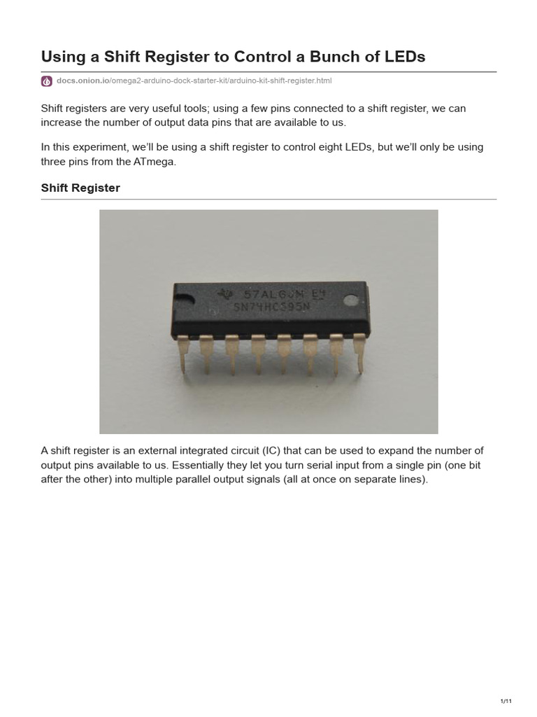 Docs.onion.io-using a Shift Register to Control a Bunch of LEDs | PDF ...