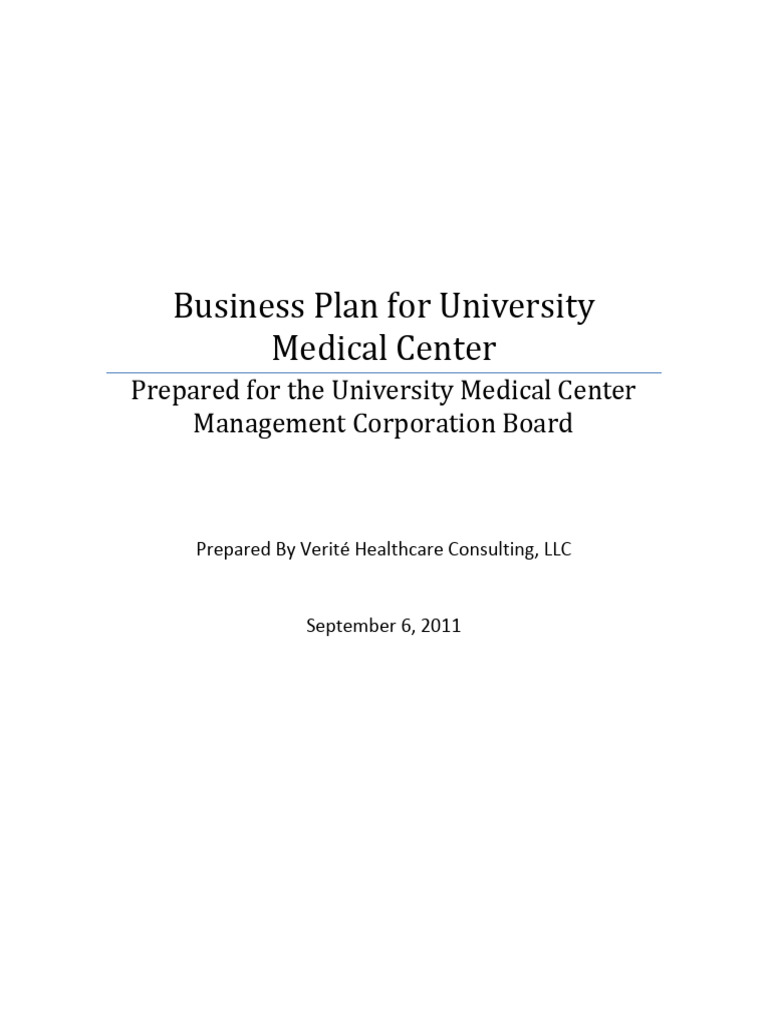 Business Plan for University Medical Center | PDF | Emergency ...