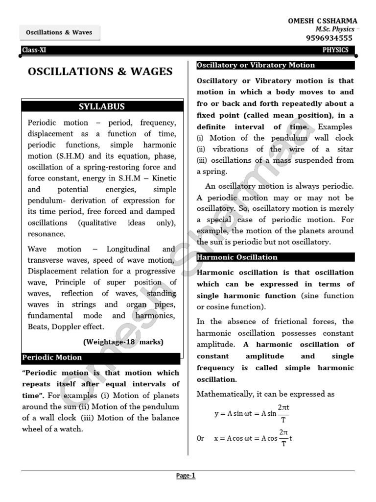 Oscillations and Waves | PDF | Oscillation | Frequency