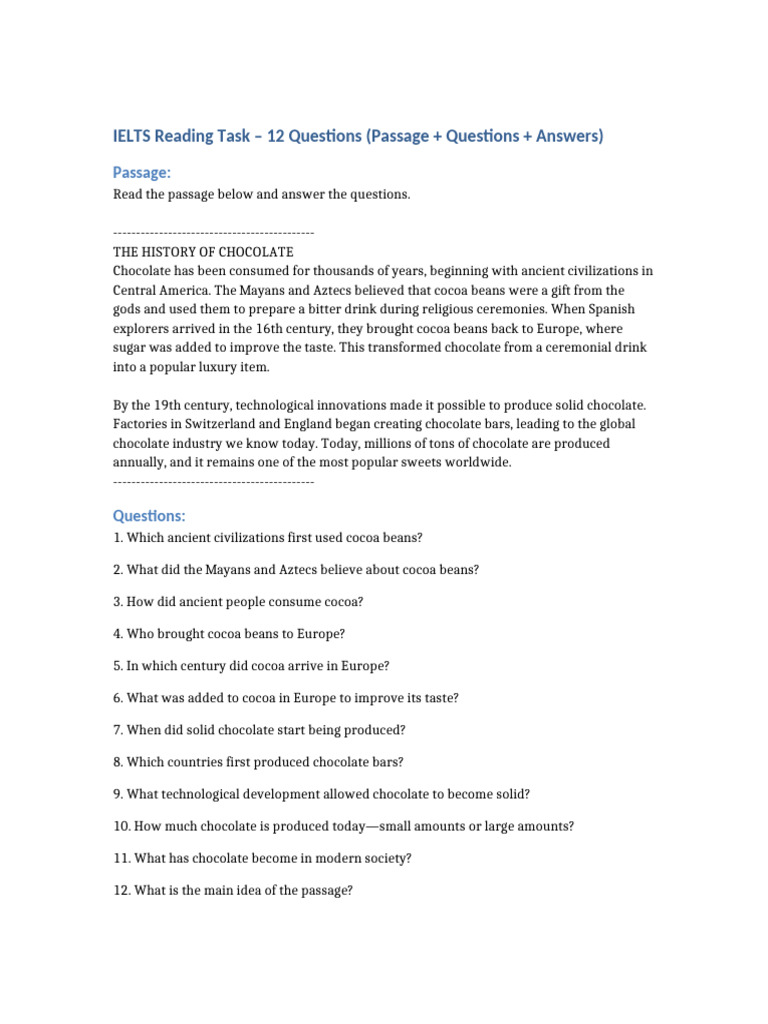 IELTS Reading Task 12 Questions Lala | PDF