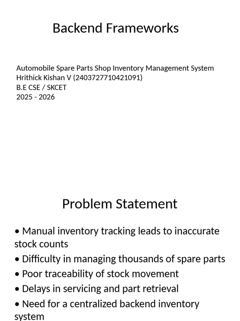 Automobile Spare Parts Inventory Management System | PDF