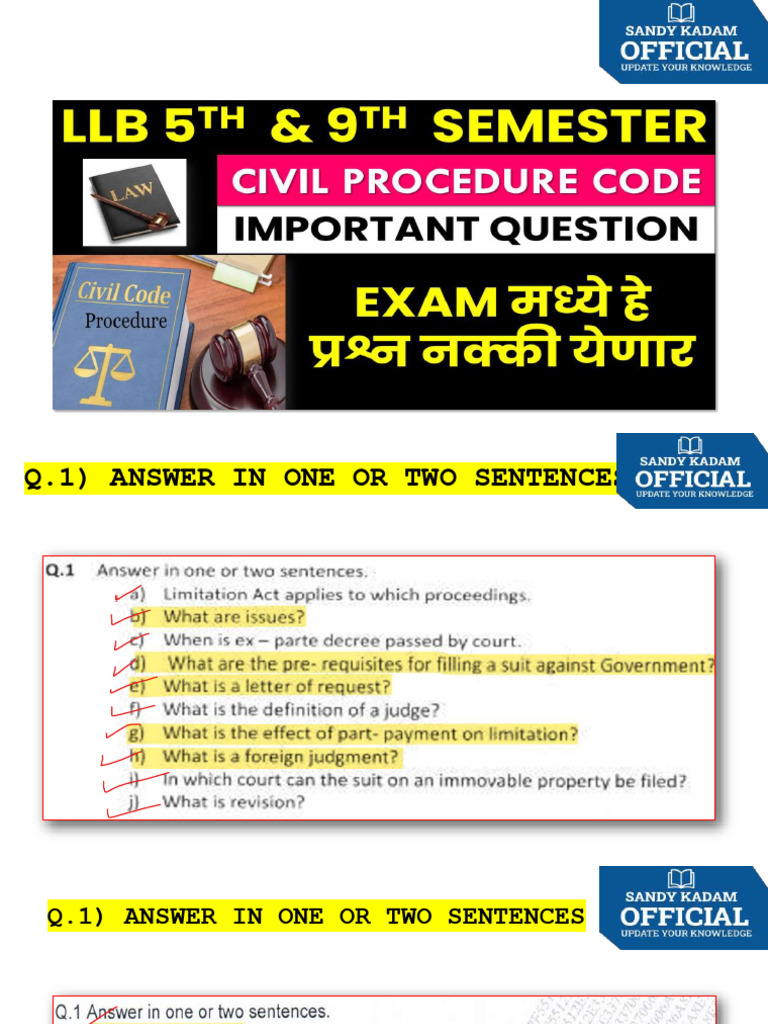 CPC_LLB_5th_&_9th_Semester_Important_Que | PDF