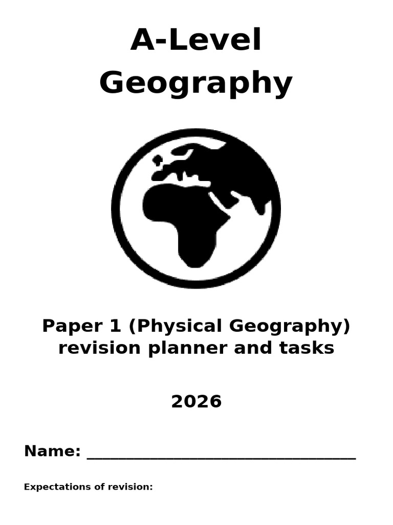 A-Level Geography Revision Planner 2026 | PDF | Coast | Carbon Cycle