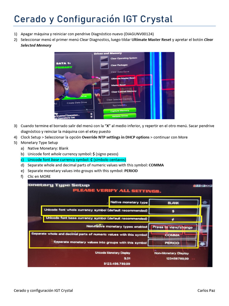 Guía de Configuración IGT Crystal | PDF