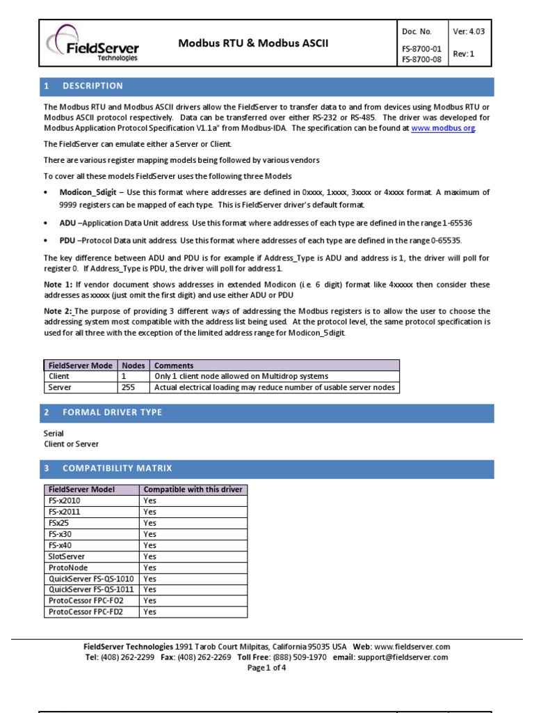 FST Dfs Modbus Rtu | PDF | Physical Layer Protocols | Computer Standards