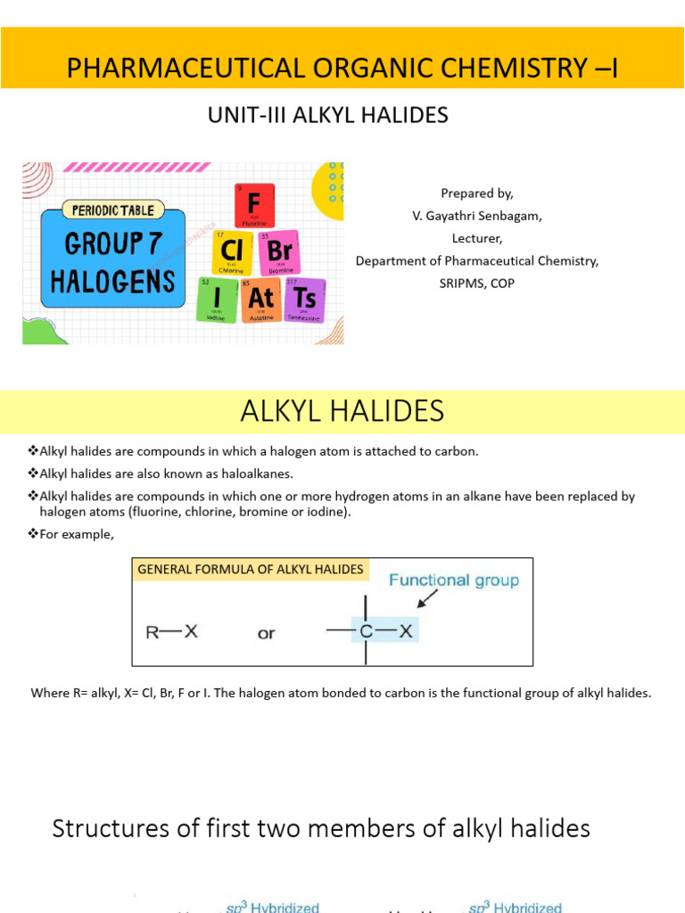 Alkyl Halides in Pharmaceutical Chemistry | PDF | Chemical Reactions ...