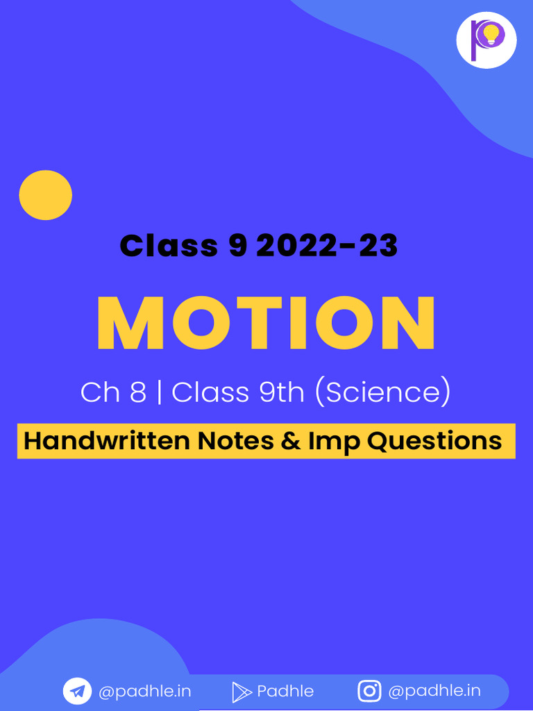 Motion - Padhle 9th Science Notes | PDF
