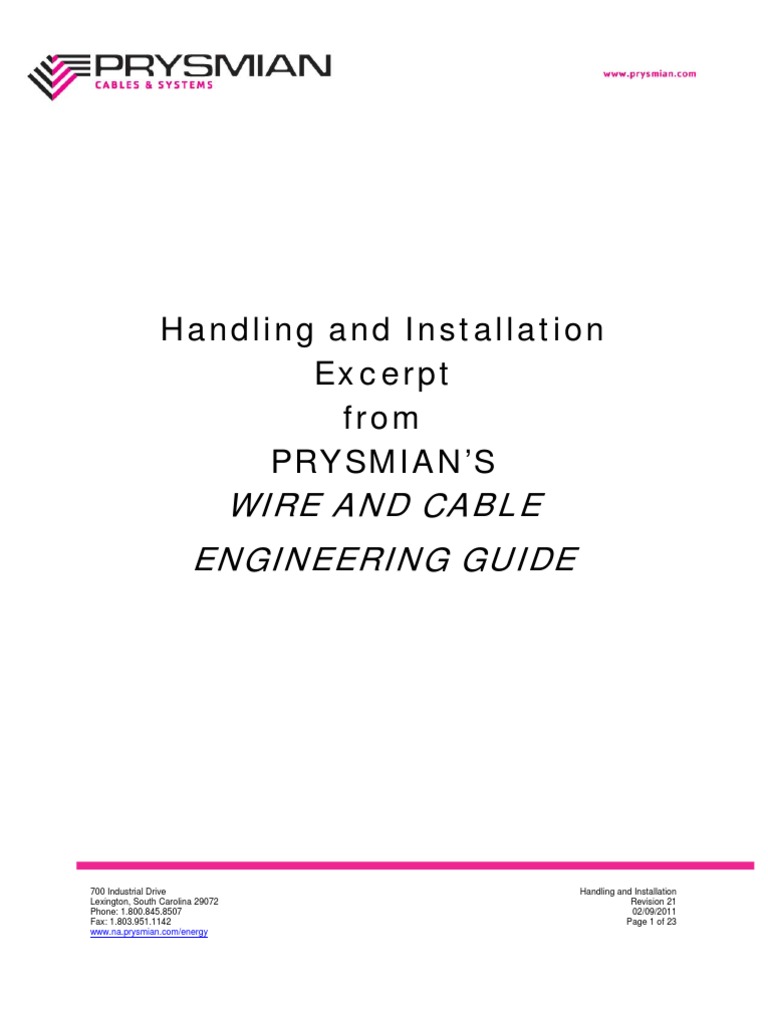 Handling Installation Rev 21 | PDF | Electric Current | Cable