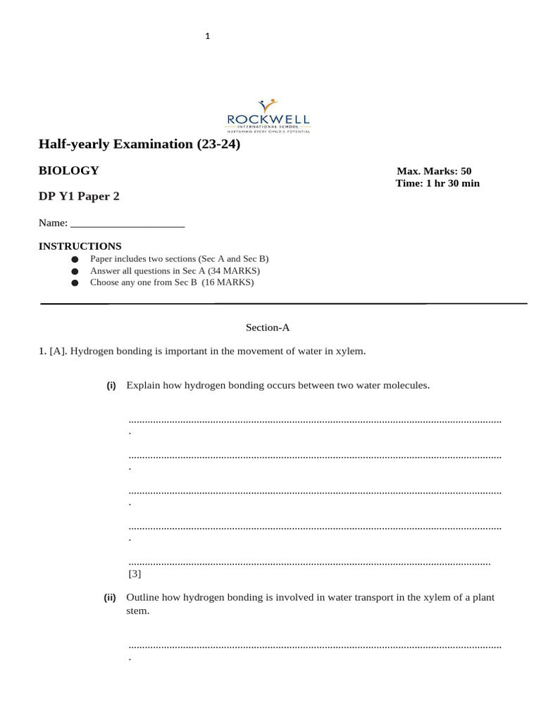 DP BIO PAPER 2 | PDF | Microscopy | Cell (Biology)