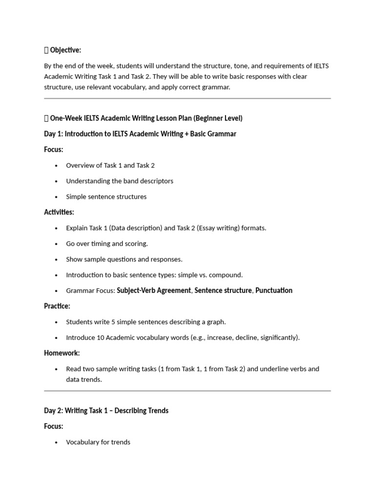 One-Week IELTS Academic Writing Plan | PDF | Verb | Grammatical Number