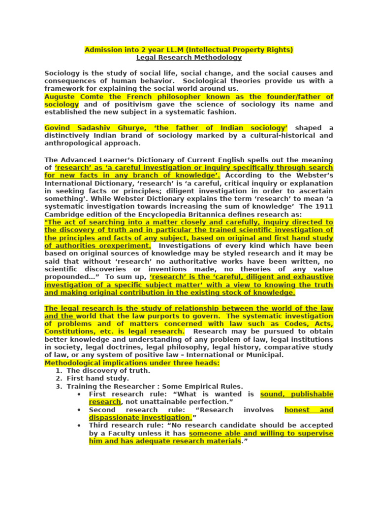 Legal Research Methodology Overview | PDF | Intellectual Property ...