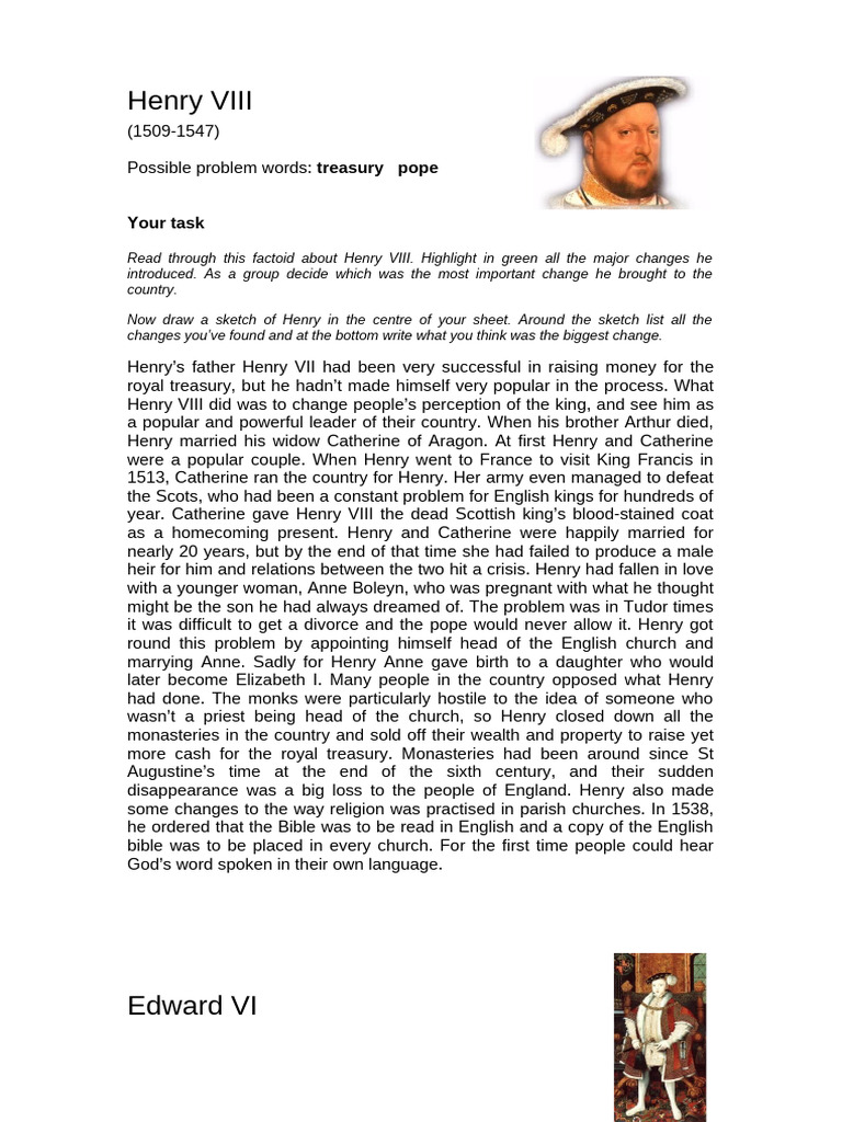8 Tudor Monarchs Factsheets | PDF | House Of Tudor | Anne Boleyn
