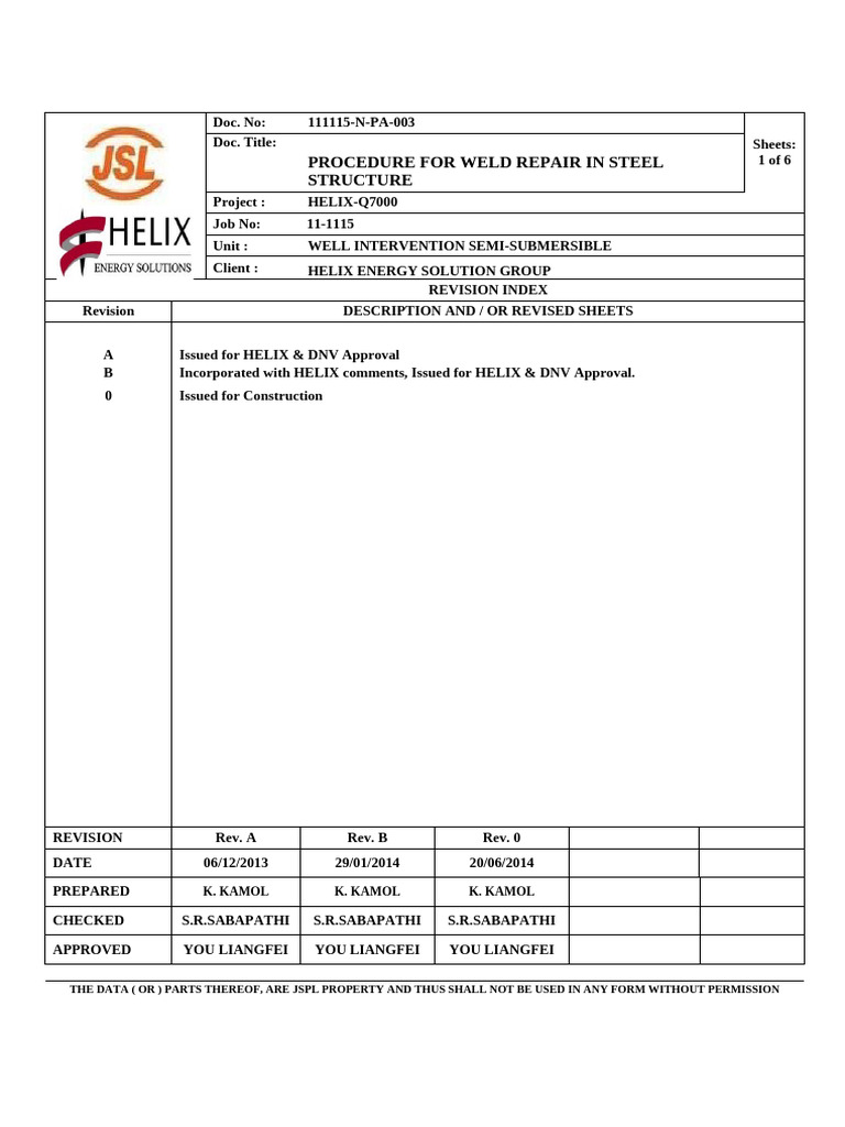 Weld Repair in Steel Structure Rev 0 | PDF | Welding | Construction
