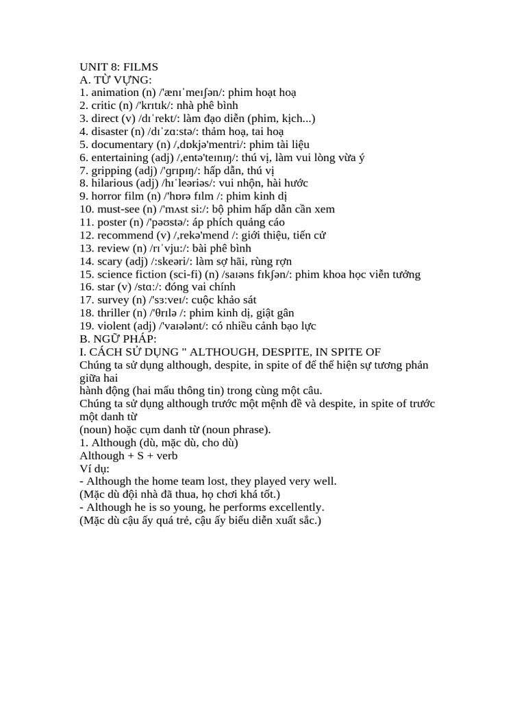 UNIT 8 g7 FILMS | PDF