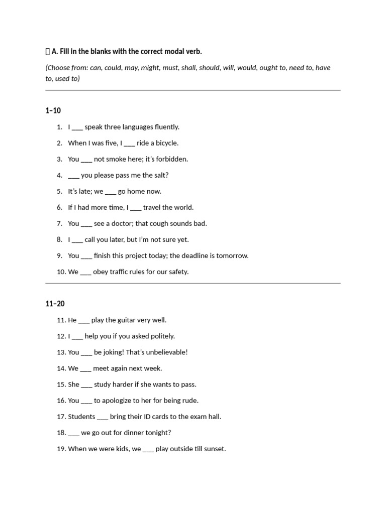 Practice Exercise (Might, Would) | PDF