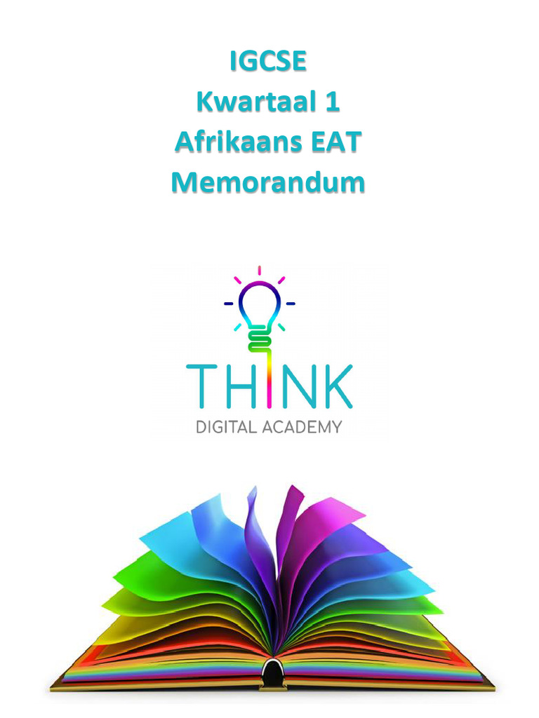 Afrikaans Second Language Kwartaal 1 Memo | PDF