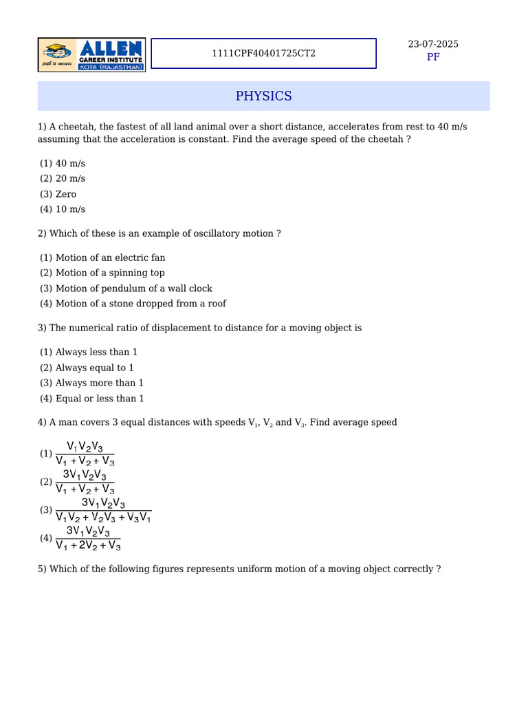 Solution (1) | PDF | Acceleration | Cell (Biology)