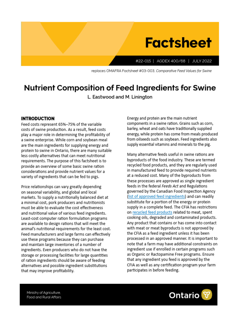 Pig Feed Formula | PDF | Animal Feed | Foods