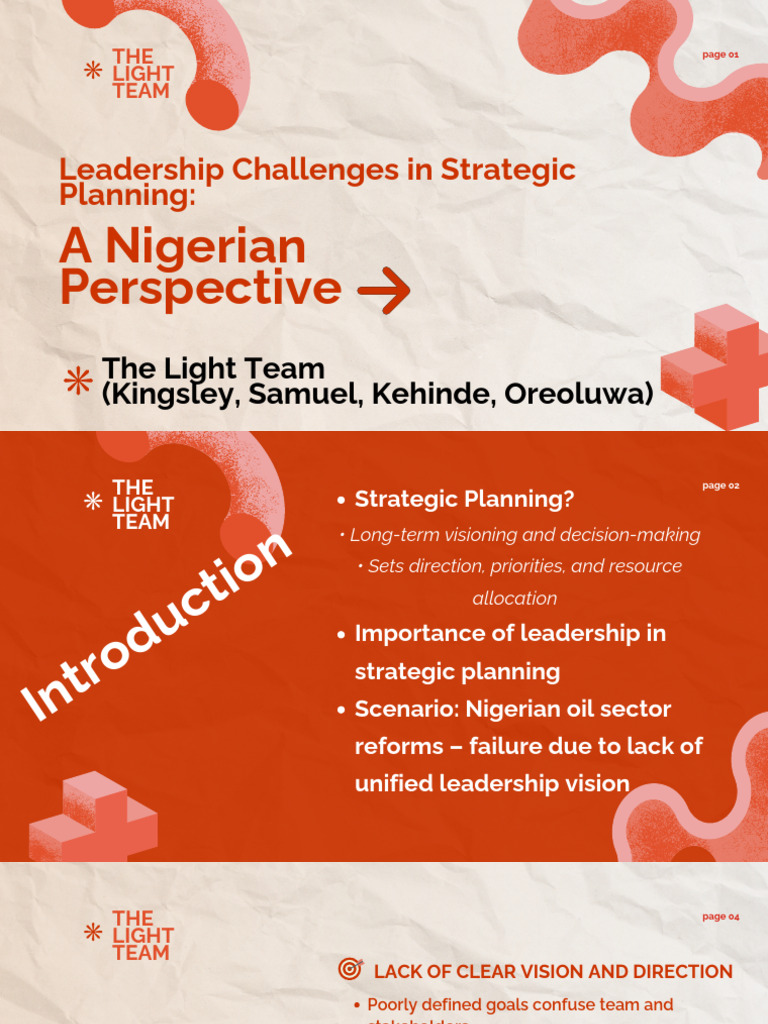 Leadership Challenges in Strategic Planning - Team Light | PDF ...