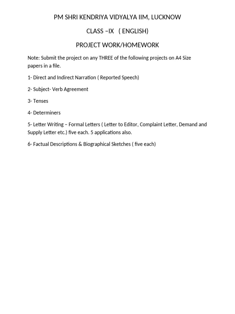 Class x Project Work English | PDF
