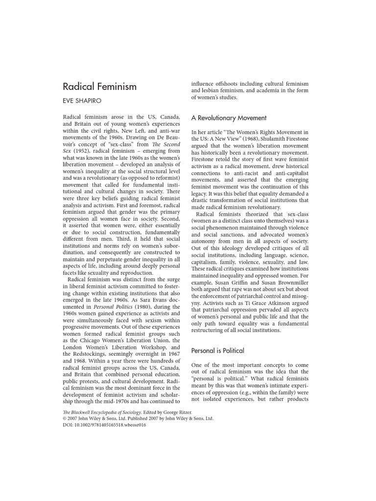 Radical Feminism | PDF | Feminism | Gender Studies